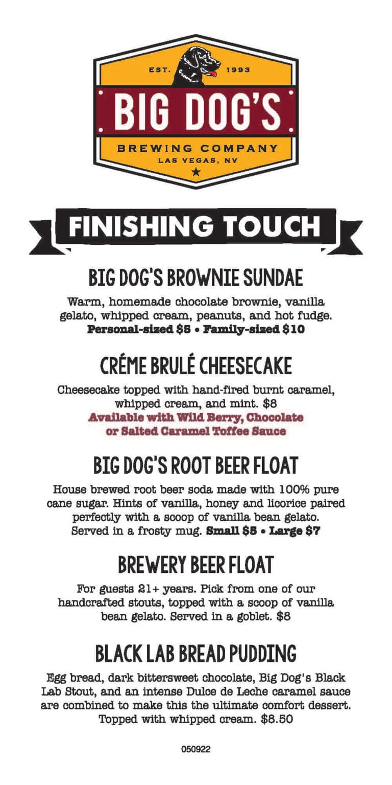 Brewpub Menus - Big Dog's Brewing Company