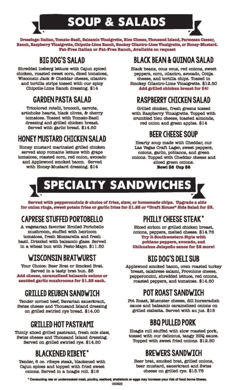 Brewpub Menus - Big Dog's Brewing Company