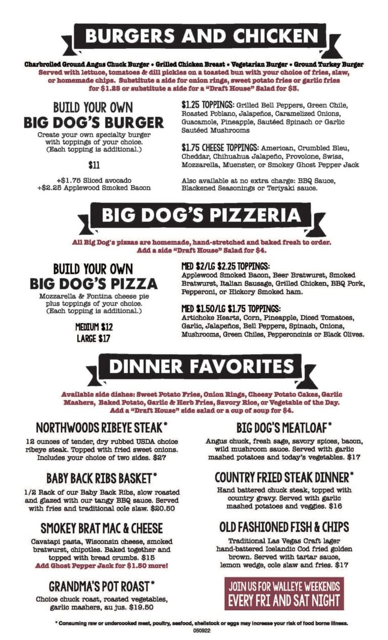 Brewpub Menus - Big Dog's Brewing Company