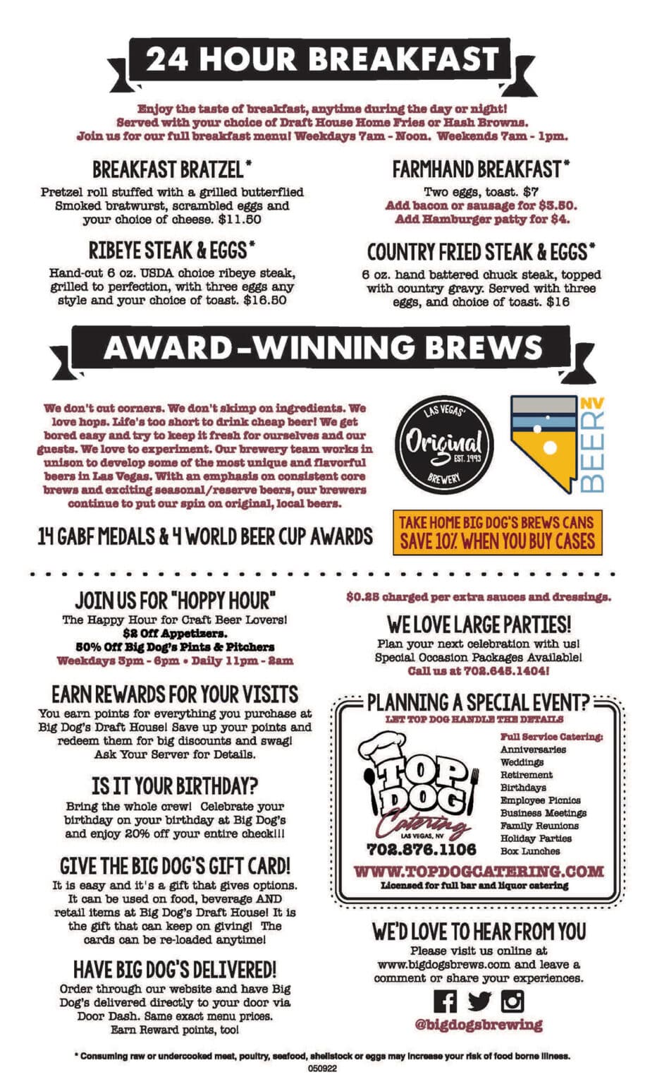 Brewpub Menus - Big Dog's Brewing Company