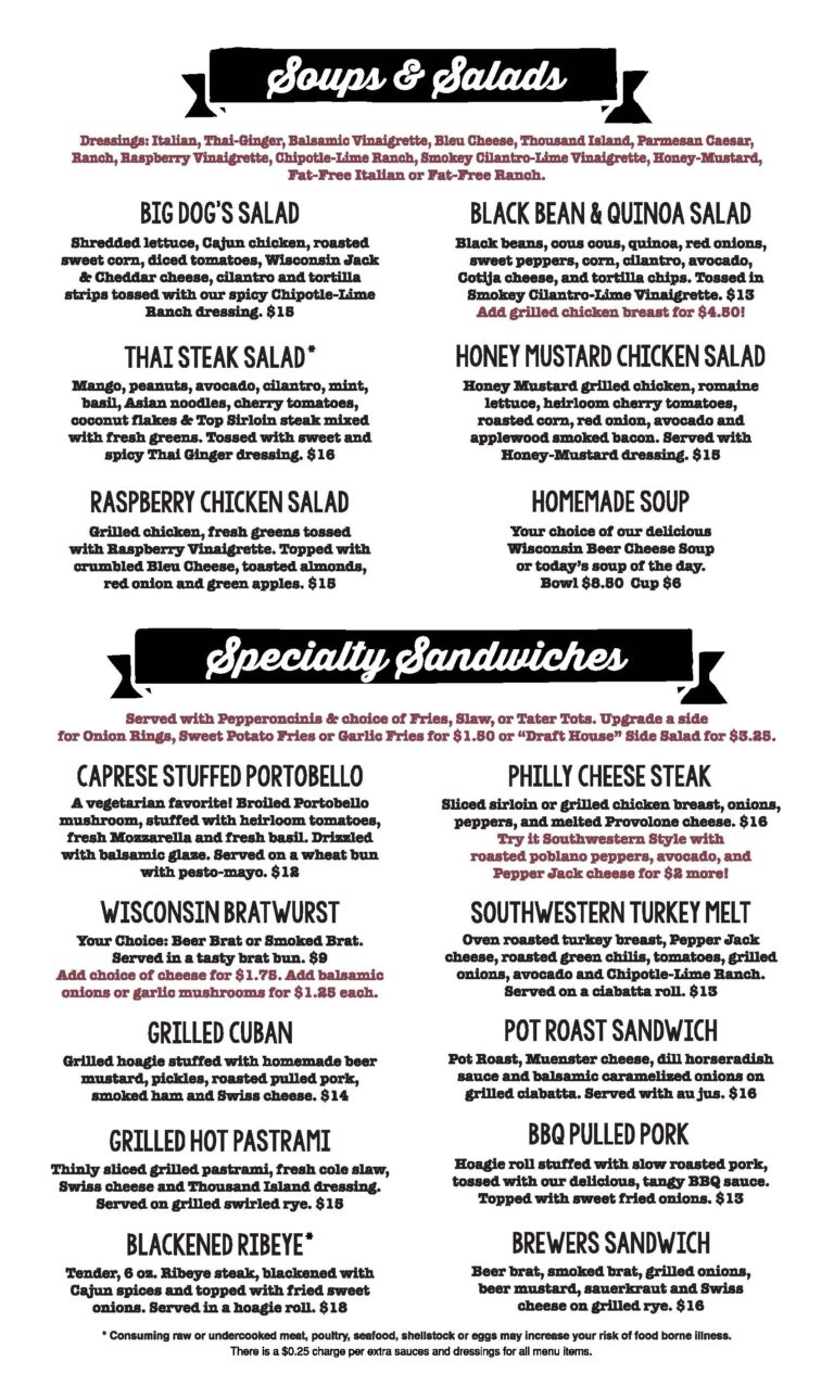 Brewpub Menus - Big Dog's Brewing Company
