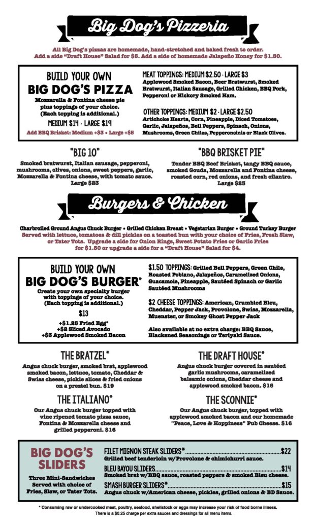 Brewpub Menus - Big Dog's Brewing Company